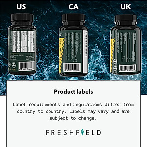 Freshfield Vegan Omega 3 DHA: Sustainably Sourced, Premium, Carrageenan Free, Compostable Bottle, Fish Oil Replacement, Carbon Neutral. Supports Heart, Brain, Joint Health w/DPA (60)