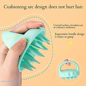 Foladion Silicone Manual Scalp Massager Exfoliator Waterproof Head Scrubber Shampoo Brush Soft and Gentle for Men Women Kids (Green(Thick Head) 1PC)