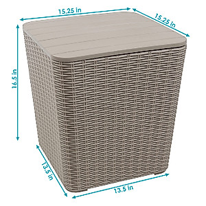Sunnydaze 11.5-Gallon Deck Storage Box with Flat Top and Faux Rattan Design