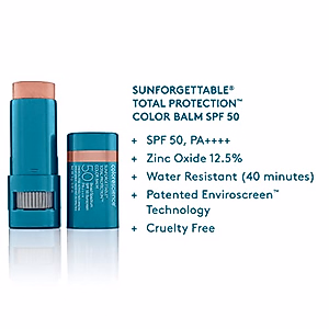 Colorescience Sunforgettable Total Protection Color Balm SPF 50, Mineral, Broad Spectrum, Buildable Lip & Cheek Color, Blush, 0.32 Ounce (Pack of 1)