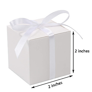 COTOPHER 60pcs Small Gift Boxes, Favor Boxes 2x2x2 inches Paper Gift Boxes with Ribbons Candy Box for Wedding Favors Baby Shower Bridal Shower Birthday Party (White)