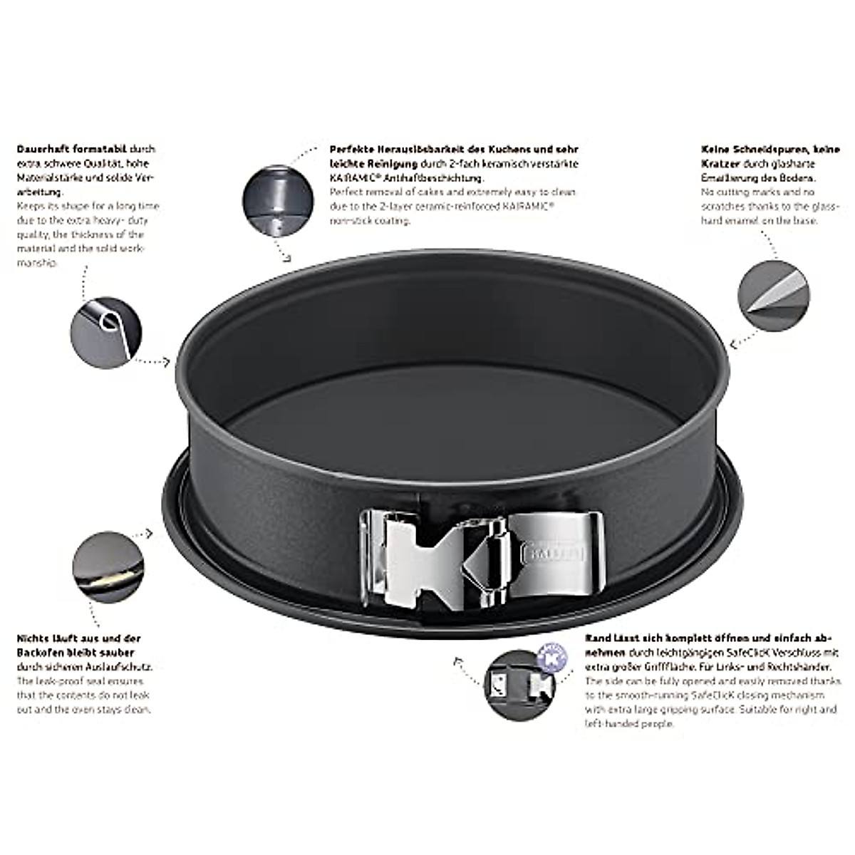 Kaiser La Forme Plus Springform with Flat Bottom, Ø 30 cm, Grey