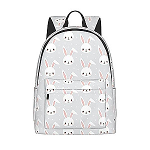 FeHuew 16 inch backpack Childish Bunny Cartoon Rabbits Laptop Backpack Full Print School Bookbag Shoulder Bag for Travel Daypack