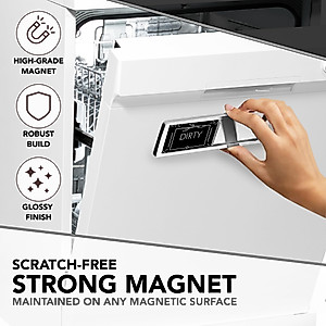 Premium Clean Dirty Magnet for Dishwasher Magnet, Clean Dirty Sign - Dishwasher Magnet Non-Scratch Easy to Read and Strong Slide for Changing Signs, Sleek Design, Heavy Duty Magnet