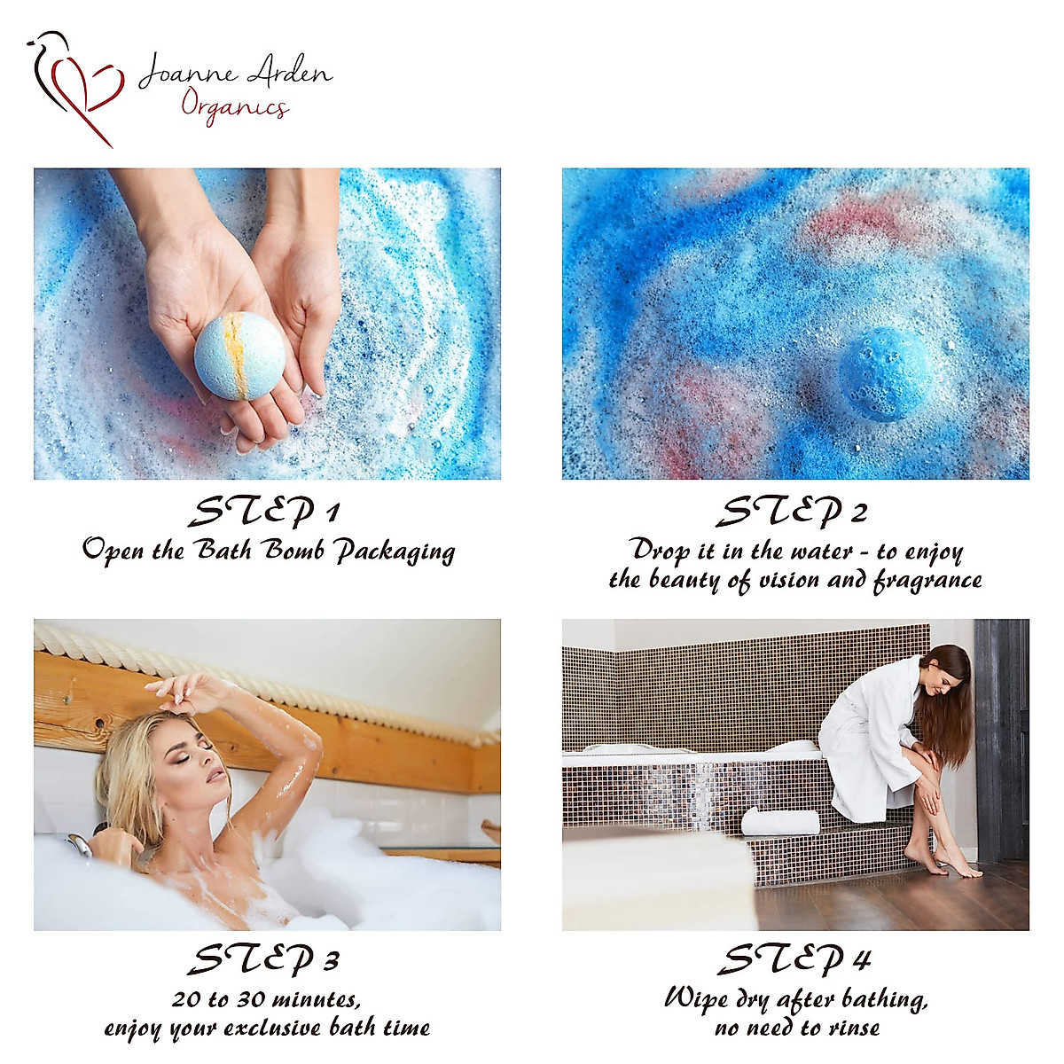 Bath Bomb Gift Set - by Joanne Arden Organic Bath Bombs for Women, Men & Kids. Bulk Bath Bomb Kit Includes 40 Paraben Free & Sulfate Free 2.5 oz Spa Bath Balls