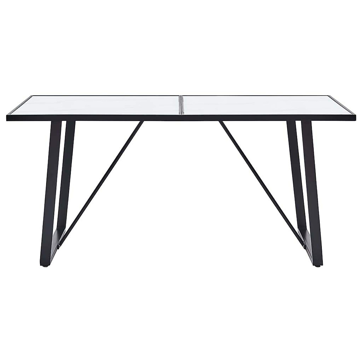 Dining Table,Living Room Table,Offic Table,Modern Coffe Table,Rectangle Bar Table,Conference Table,Perfect for Cafes,Living Room,Meeting Rooms, White 63"x31.5"x29.5" Tempered Glass