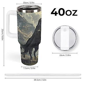 Death Dealer Viking On Horse 40OZ Tumbler Stainless Steel Travel Mug Water Bottle Car Cup Tea Cups with Lid White-style