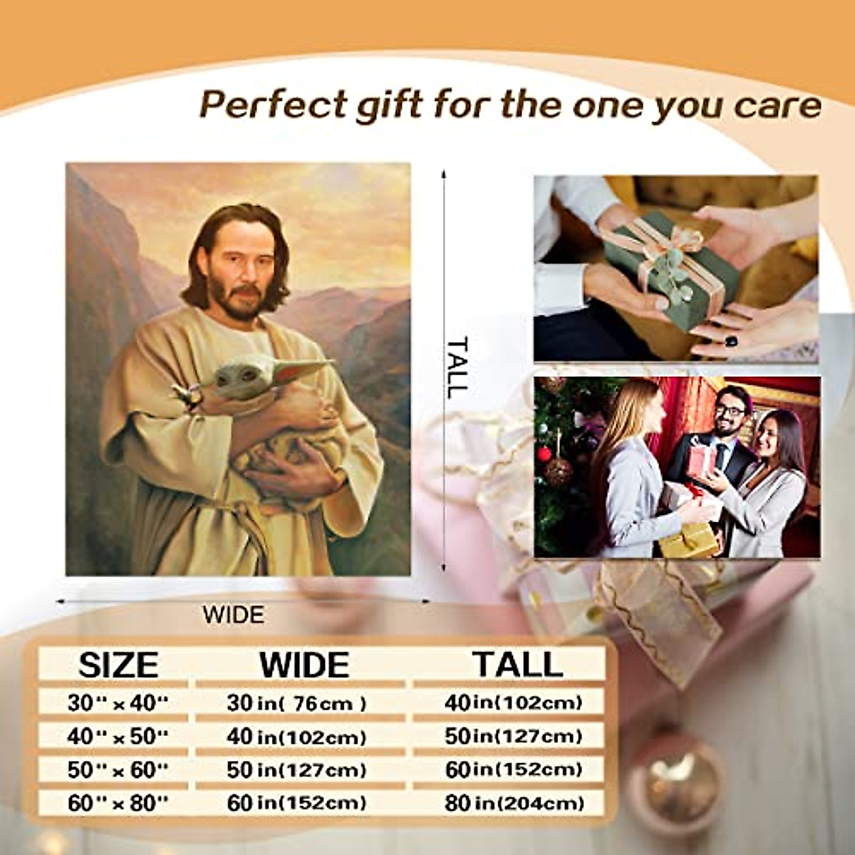 Funny Keanu Reeves Blanket Saint-K Holding Baby-Y Blanket Ultra-Soft Throw Blanket Home Decor Gift for Children/Adults 50in×40in