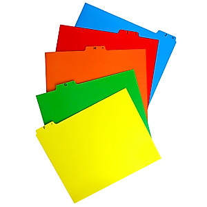 Iconikal Alphabetical File Guide Set, 5 Tabs Across, Manila, Letter Size