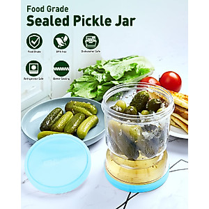 AIxibu Pickle Jar with Strainer Flip,40oz Pickle Flip Jar With Double Leak Proof,Food Storage Container of Pickles(1PCS)-Blue