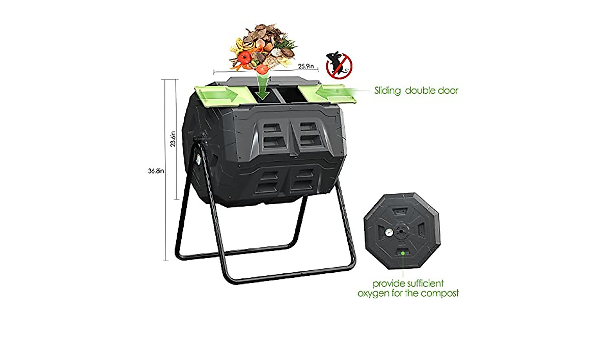 SQUEEZE master Large Compost Tumbler Bin - 43 Gallon Rotating Compost Bin