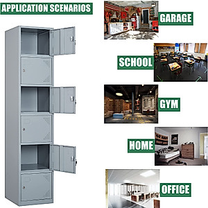 BYNSOE Metal Locker 2 Doors 71" Employees Locker Storage Cabinet Locker School Hospital Gym Locker Requires Assembly (Grey, 2 Doors)