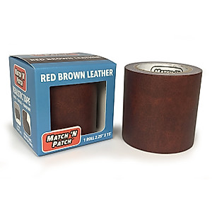 MATCH 'N PATCH Realistic Leather Repair Tape - Durable, Easy-to-Apply, Professional Grade, Versatile Use, Designed in North Carolina for Furniture Restoration & DIY - Red Brown, 2.25 inch x 15 feet