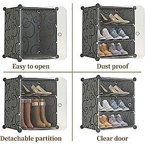 Aeitc Shoe Rack 12 Tiers Shoe Organizer Narrow Standing Stackable Shoe Storage Cabinet Transparent