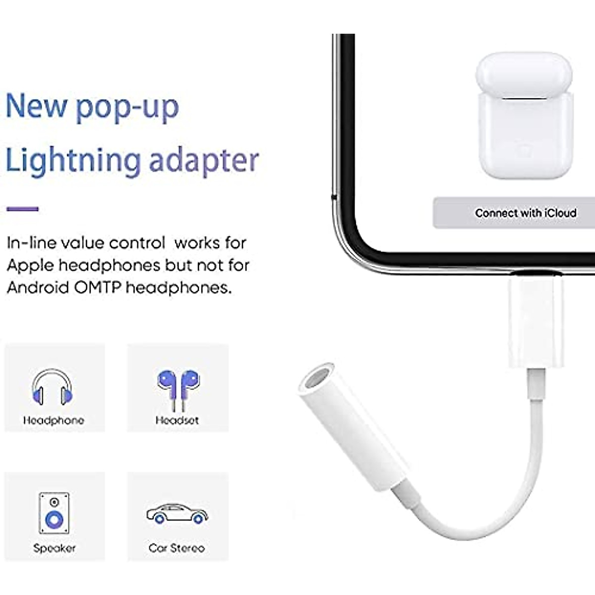 Apple MFi Certified 3 Pack Aprolink Lightning to 3.5 mm Headphone Jack Adapter, iPhone Audio Dongle Cable Earphones Headphones Converter Compatible with iPhone 12 12 Pro 11 11 Pro X XR XS XS Max 8 7