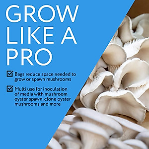 [50 Pack] Mushroom Growing Bags Mushroom Spawn Bags - Large Extra Thick 6 Mil Bags 6" X 5" X 20" 0.2 Micron Filter Breathable - Autoclavable Bags That Stand Up - Durable Bags - Tear Resistant Strong