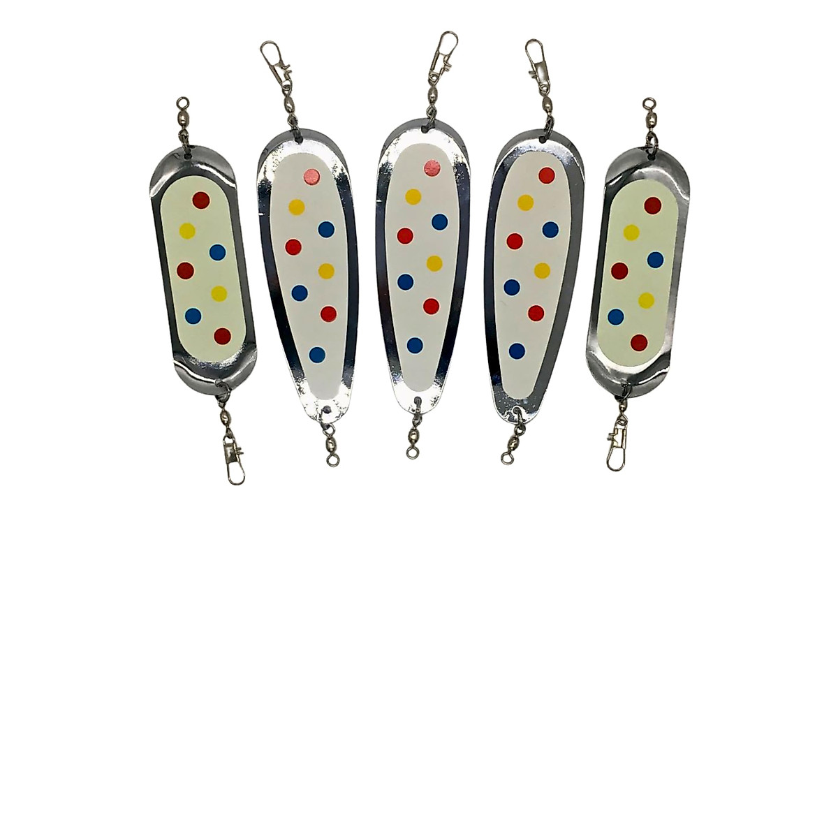 KOKOPROS Kokanee Salmon Finished Flashers, Wonder Family 5 Pack, 3 Teardrop 5 1/2 in and 2 Skateboard 4 3/4 in.