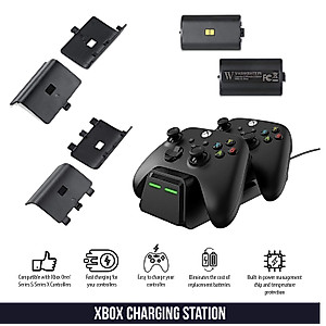 Wasserstein Controller Charging Station Compatible with Microsoft Xbox Wireless Controller 2020 Model & 2016 Model (Xbox Series X, Xbox Series S, & Xbox One) - Make Your Gaming Experience Convenient