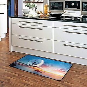 Dolphin Sunset Moon Kitchen Rugs Floor Mat Anti Fatigue Kitchen Mats Non Skid Washable Bath Rug Runner Doormats Carpet Sink Mat Home Decor 39 X 20 inch