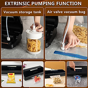 Vacuum Sealing Machine, Food Preservation Sealing Machine, Air Sealing System for Vacuum Bag/Can Food Preservation, Dual Pump Suction 95Kpa, 8 and 1 Easy Mode, Built-in Cutter, 14 Piece Starter Kit