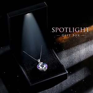 Missia Heart Shape Violet Crystal Necklace Sterling Silver Pendant Gift For Her Woman Wife Girlfriend Daughter Present For Birthday Valentine Wedding Anniversary