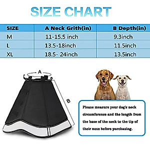 INKZOO Dog Cone Collar for After Surgery, Soft Pet Recovery Collar for Dogs and Cats, Adjustable Cone Collar Protective Collar for Large Medium Small Dogs Wound Healing (Black, Large)
