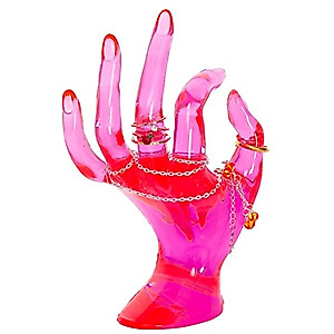 Maxsirui Hand Form Ring Holder Jewelry Display Organization Rack Bracelet Ring Watch Stand Support Aesthetic Decor Y2k Room Decor(Rose Red)