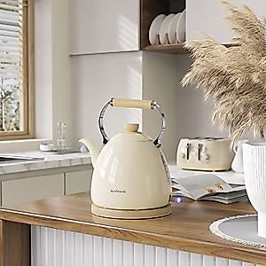 Anfilank-Boil Water Electric Kettle, 1.7L 1500W, Coffee & Tea Kettle Stainless Steel,Wood Grain Design, Removable Filter, Water Window, LED Light. 360° Rotation, Auto Shut-off & Boil-Dry Protection