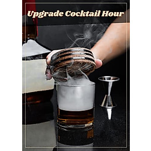 Whiskey Barrel Design Cocktail Smoker Kit with Torch and 4 Flavored Wood Chips (Oak, Hickory, Mesquite, and Cherry) - Old Fashioned Cocktail Kit/Bourbon Smoker Kit; Whiskey Smoker, Bourbon Gifts for Men (No Butane)