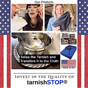 TarnishSTOP, USA Made, 13"x10”, Luxury Anti-Tarnish Cloth Bag for Silver Storage, Silverplate, Sterling, Flatware, Jewelry - Keep Polished Silver Gleaming - Highest Quality & Rich Tuxedo BLACK Design