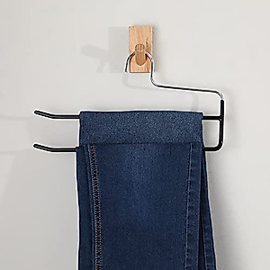 SHIMOYAMA Pants Hangers, 5 Pack, Double Rod Pant Hanger for Jeans, Space-Saving Slack Hangers, Trouser Hangers, Black