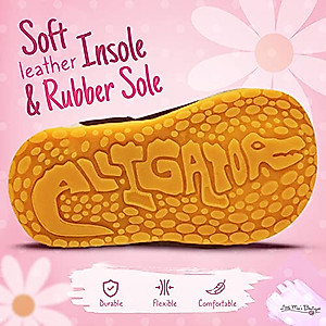 Little Mae's Boutique Mary Jane Brown Three Flower Squeaky Shoes for Toddler Girls, Ideal Toddler Walking Shoes with Removable Squeaker and Adjustable Strap - Flexible Sole Baby Shoes (4)