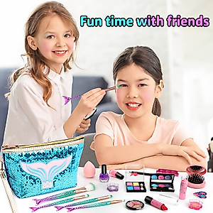 Kids Makeup Kit for Girl, Toddler Makeup Kit, Play Makeup for Little Girls, Washable Children Makeup Set, Mermaid Princess Birthday Girls Gift Toys for Age 4 5 6 7 8 9 Year Old