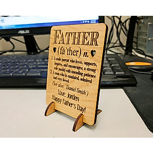 Definition of the Perfect Dad Personalized Fathers Day Card Alder Wood Birthday Gift for 50th 40th 30th Christmas Daddy Cards Funny Bonus Dad Present Idea with Stand