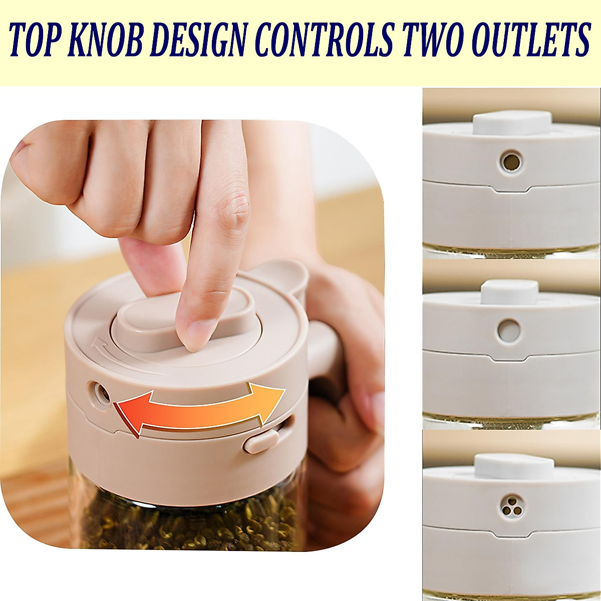 Multifunctional Seasoning Box, Clear Glass Seasoning Jar with Lid and Spoon, Seasoning Container for Home Kitchen with Storage Rack (4-Color-A)