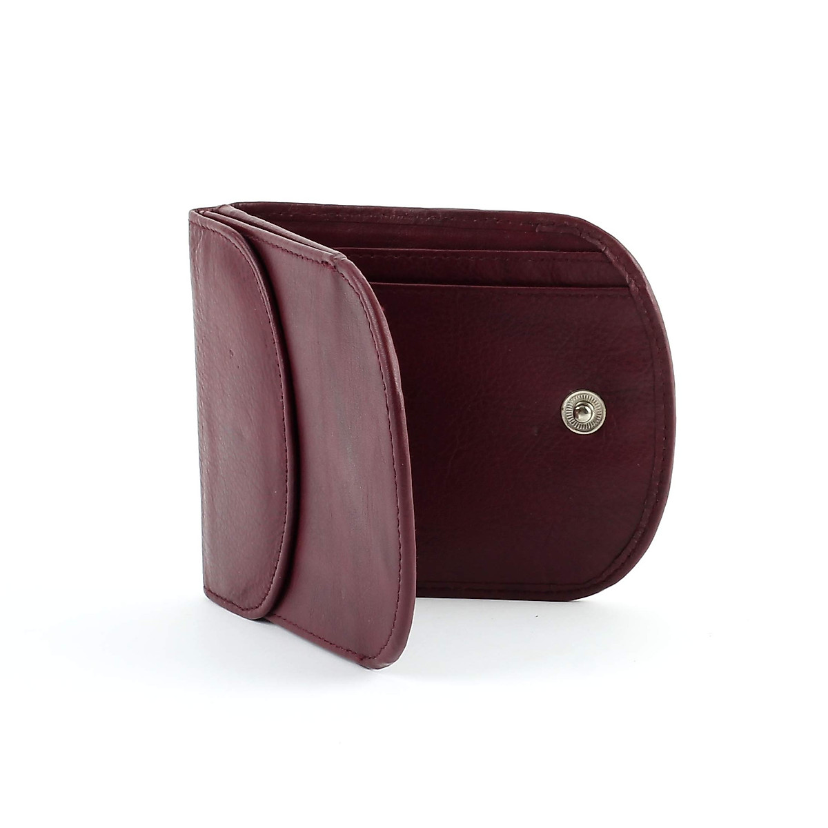 Bacci Leather Impressions Taxi Wallet - Soft Leather, Compact & Snap Pocket on Front, Folding Wallet, Small ID Cards & Coins Holder, Pouch for Men & Women, Coin Case ( Leather, Red)