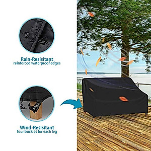 iCOVER Patio Sofa Cover, Waterproof 2-Seater Deep Lounge Loveseat Cover, Lightweight Easy On/Off, Buckles Drawstring Design,60"x34"x30" (LxDxH)