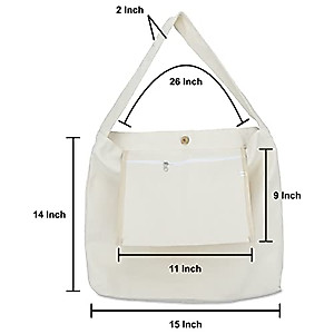 Canvas Bag with Magnetic Snap Large Size Simple Design Thick and Sturdy