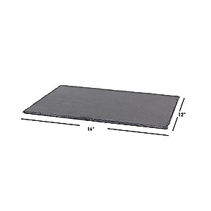 12" x 16" Slate Charcuterie Board (Black), By Home Basics/Non-Slip Cutting Board/Board For Meats, Cheeses, and Veggies/With Chalk Included