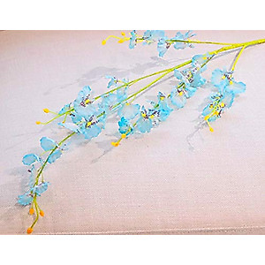 MISSWARM 10 PCS Dancing Lady Orchids Butterfly Artificial Flowers, 38 Inches Silk Artificial Flower Fake Flowers for Wedding and Home Decoration(Teal Blue)