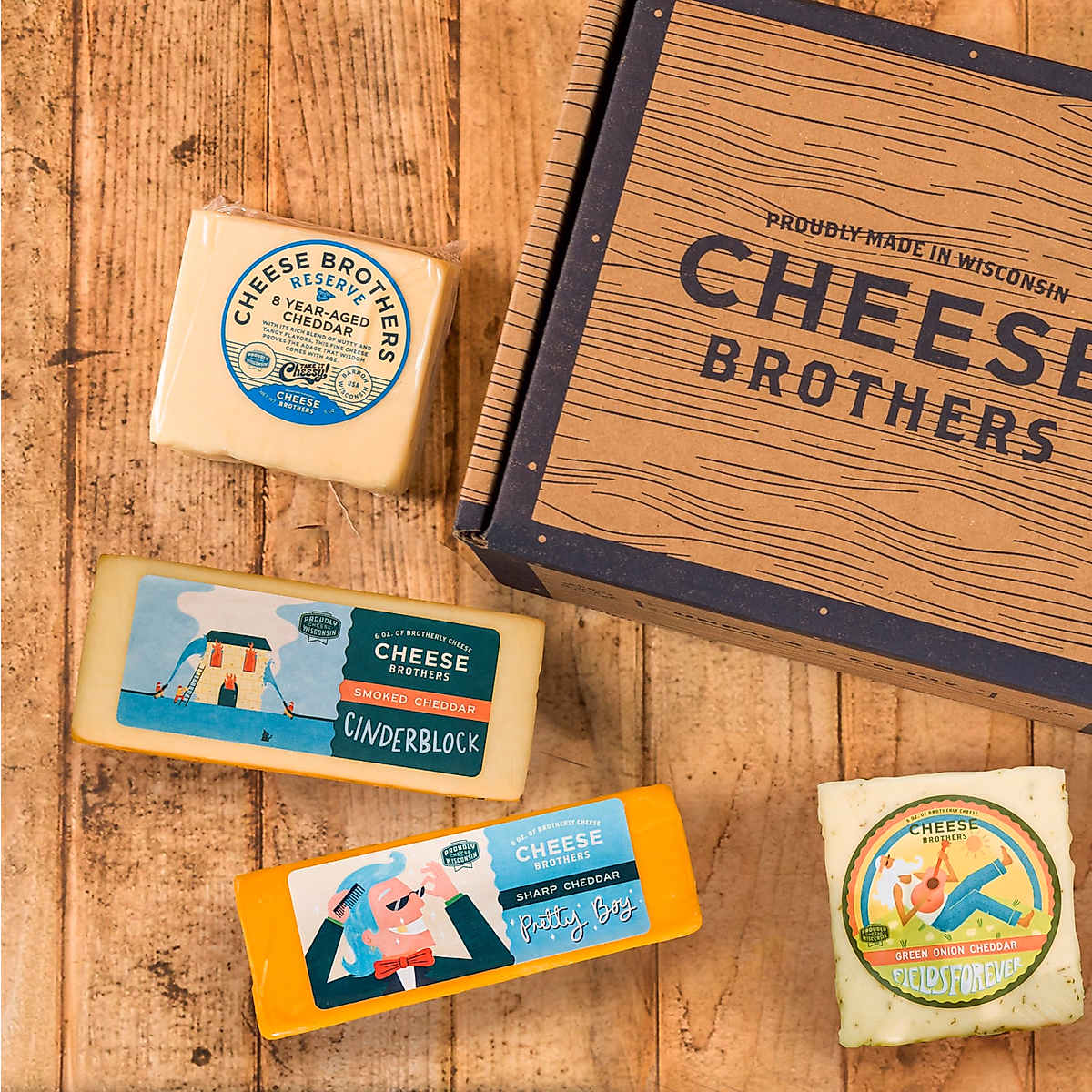 Cheese Bros. Cheddar Cheese | Made in Wisconsin (Variety Pack, 4 Count)