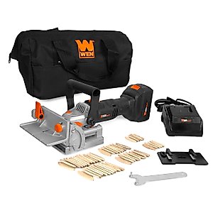 WEN Cordless Plate and Biscuit Joiner Kit with 20V Max 4.0Ah Battery and Charger (20648)