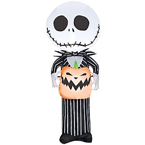 Gemmy Airblown Inflatable Jack Skellington with Jack-O'-Lantern, 3.5 Feet, Multicolor