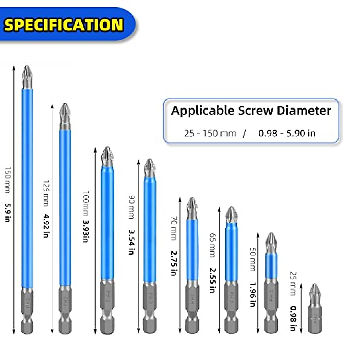 Phillips Magnetic Screwdriver Bit Set, MIKITOK(9PCS) S2 Alloy Steel Anti-Slip Long Drill Bits, 1/4 Hex Shank, Fine Tooth Design, Strong MagnetismWith Cleaning Brush for Electric Drill Bits…