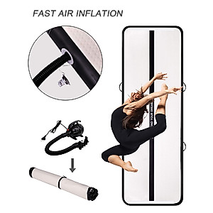 Inflatable Air Gymnastics Mat 10ft Training mat 4 inches Thick tumbling mat with Electric Pump for Home/Gym/Outdoor (Black-10FT)