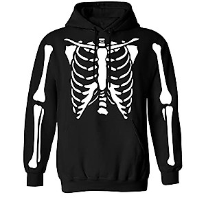 Arvilhill Men's Halloween Skeleton Black Pullover Party Costume Funny Hoodies Casual Sweatshirt M