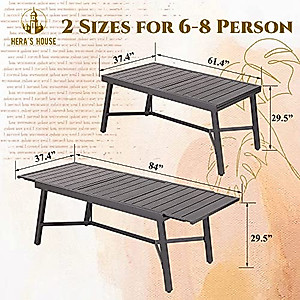 HERA'S HOUSE 7 Pieces Patio Dining Set, Outdoor Dining Set for 6, 6 x Dining Chair, 1 x Rectangular Expandable Large Surface Metal Dining Table for Patio, Lawn, Garden, Porch
