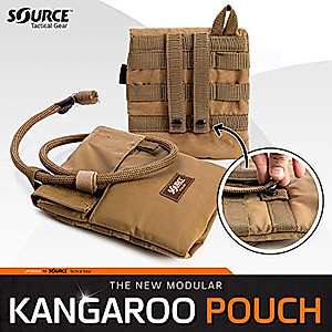 Source Tactical Kangaroo 1L Collapsible Widepac Hydration Bladder with Pouch - Leakproof Widepac Closure - Zero Taste and Virtually Self-Cleaning - 34oz