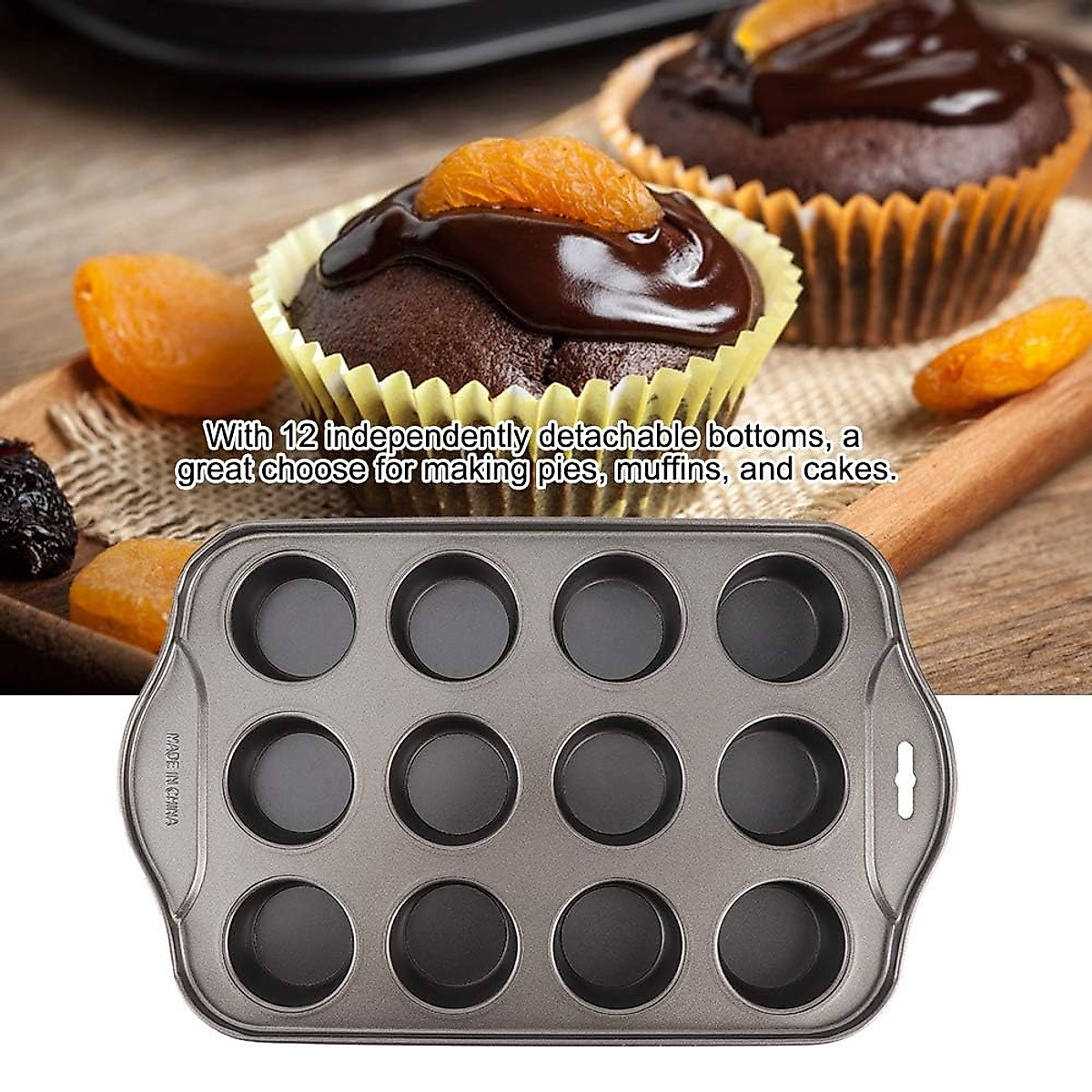 Mini Muffin Cheesecake Pan,12 Cavity with Removable Bottom Cupcake Pan Mini Round Cake Pans Nonstick Cake Mold DIY Baking Cake Mold Bakeware Kitchen Utensils