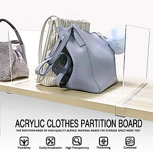 Generic Acrylic Shelf Dividers - 8Pcs Closet Shelf Divider Organizer - Adjustable Separator Clear Dividers for Shelves Wooden, Transparent